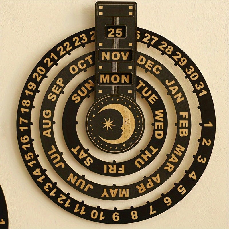 Wooden Rotating Circular Perpetual Calendar – Vipsheep.com