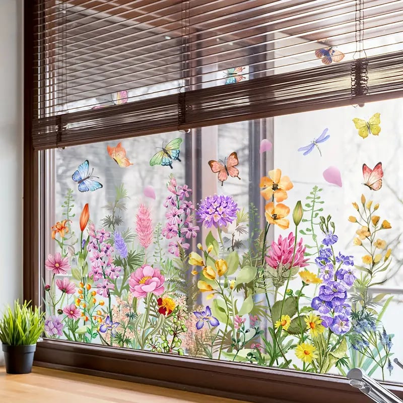 💐Colorful Floral Bouquet Window Sticker🖼️(Cut to size freely) – Vipsheep.com