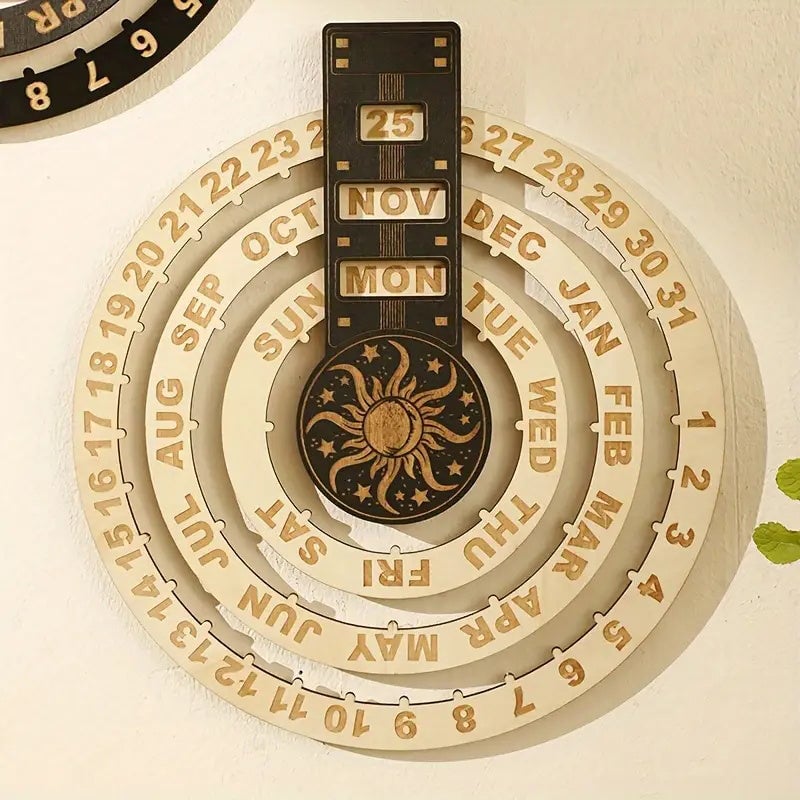 Wooden Rotating Circular Perpetual Calendar – Vipsheep.com