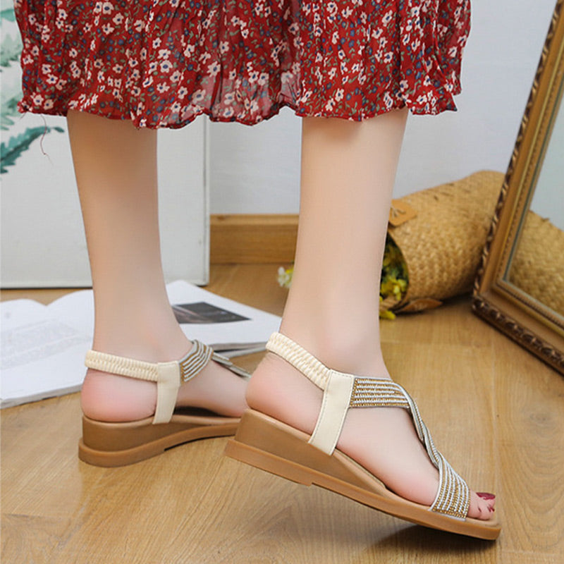 🔥 Anti-skid Soft Sole Rhinestone Wedge Heel Sandals – Vipsheep.com